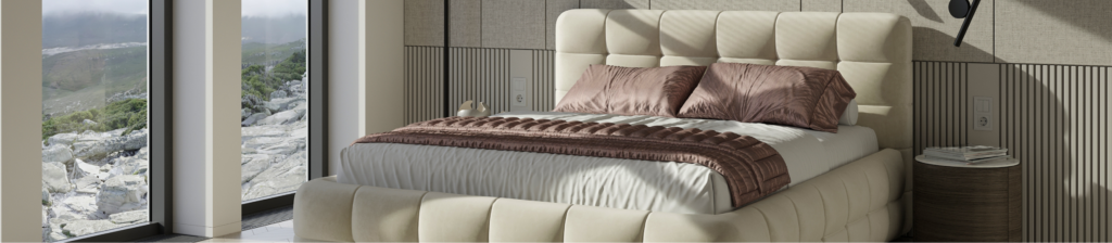 Pat Verona – design pufos cu panouri capitonate rotunjite